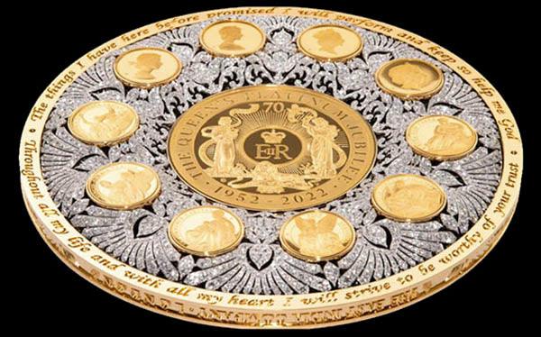 Massive Diamond-Encrusted Gold Coin Is a Gleaming Tribute to Queen Eli ...