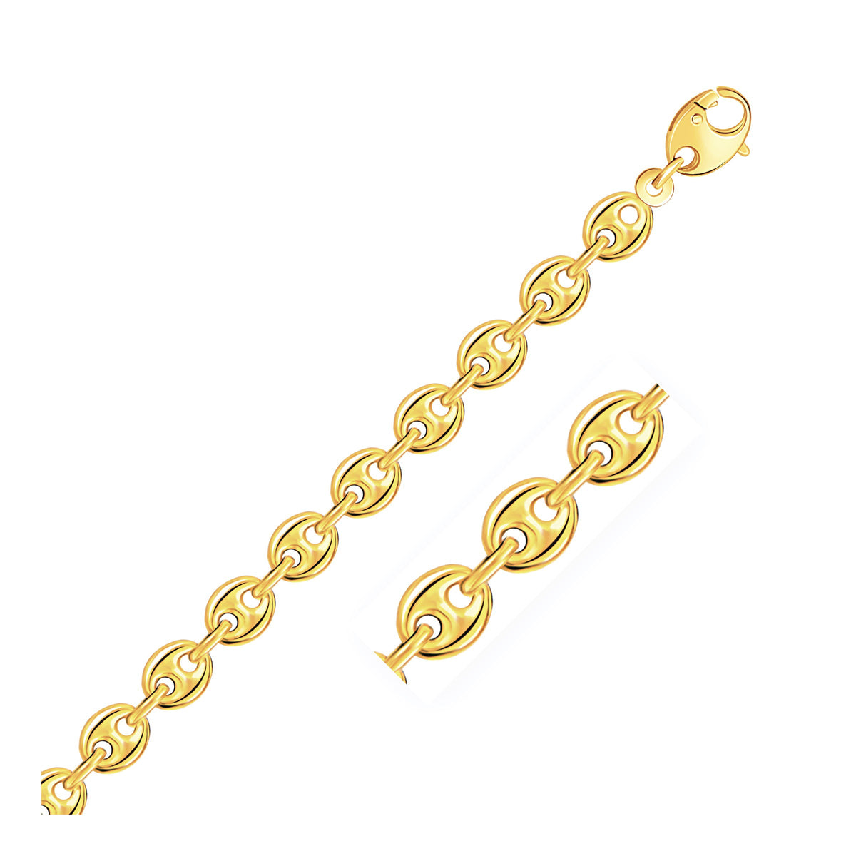 14k Yellow Gold Puffed Mariner Link Chain (6.80 mm) – Diamond Designs